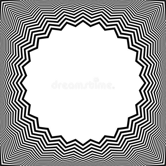 Abstract Radial Zig Zag Pattern for Convex Round Frame. 3D Illusion ...