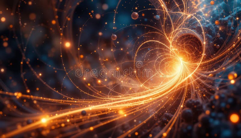 Abstract Radiant Energy Flow with Spiraling Light Trails and Glowing ...