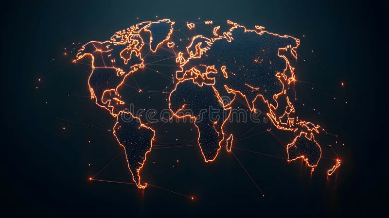 Abstract Radiant World Map Visualization Stock Illustration ...