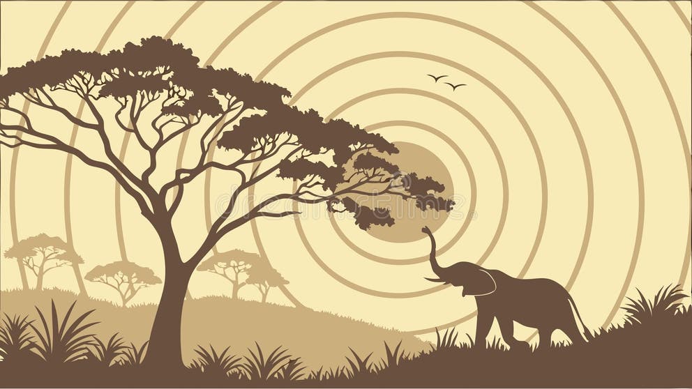 Abstract Radiating Tree with Deerlike Animal, Vector Design Generative ...