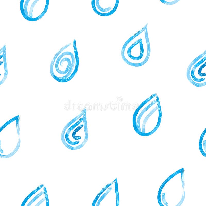 Abstract Rain Drops Seamless Pattern. Vector Watercolor Illustration ...