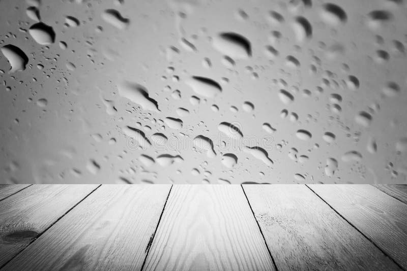 Abstract Rain Drops on a Window or Water Drops on Grass and Wood Stock ...