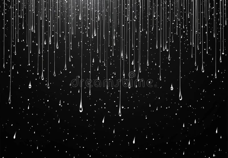 Abstract Rain Texture with White Lines on Black Background, Minimalist ...