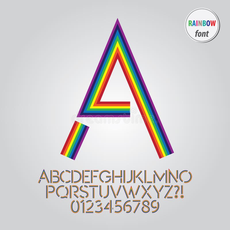 Rainbow Alphabet Colorful Stacked Font Echo Effect Letters Stock Vector ...