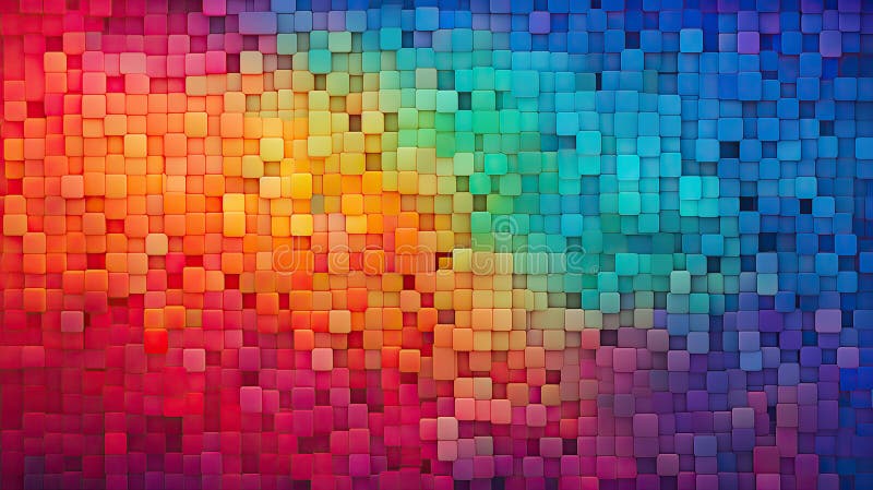 Abstract Rainbow Bright Cubic Background. 3D Colorful Geometric Cube ...