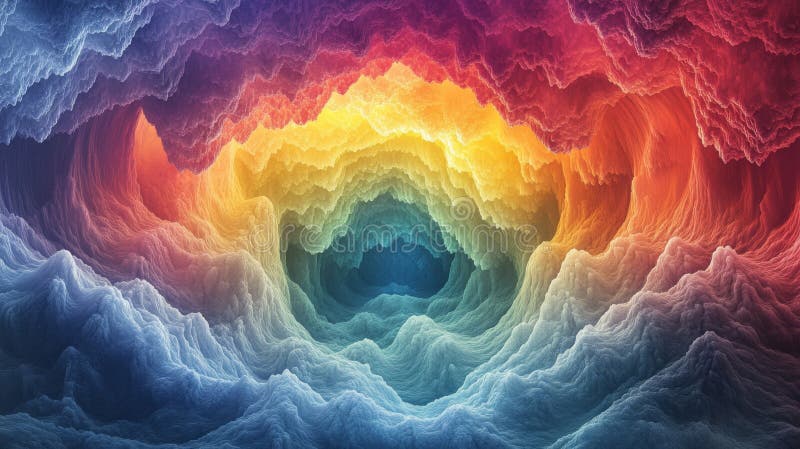 Abstract Rainbow Cave with a Deep, Dark Interior Stock Illustration ...