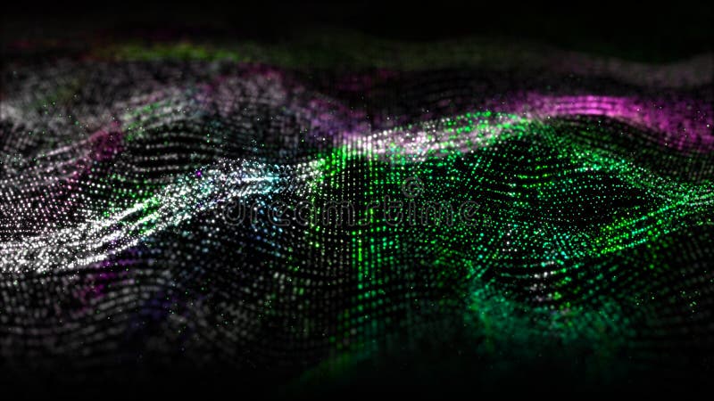 Abstract Rainbow Color Digital Particles Wave and Dust Background Stock ...