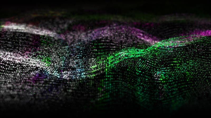 Abstract Rainbow Color Digital Particles Wave and Dust Background Stock ...