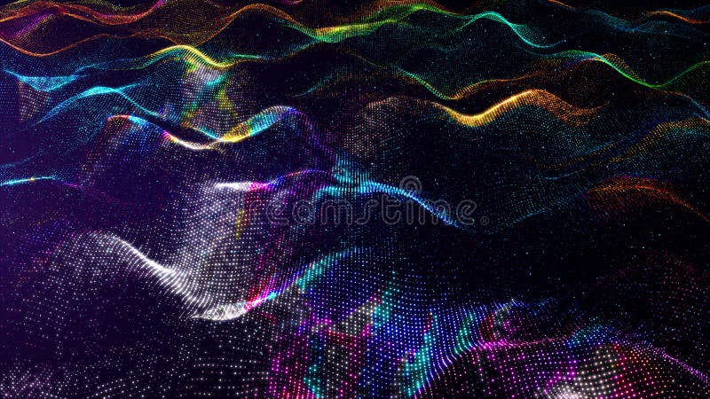 Abstract Rainbow Color Digital Particles Wave and Dust Background Stock ...