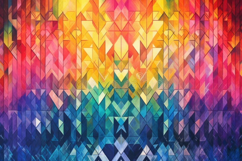 Abstract Rainbow Colored Geometric Patterns Stock Illustration ...