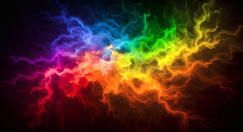 Abstract Rainbow Colored Plasma Effect with Dark Background - Digital ...