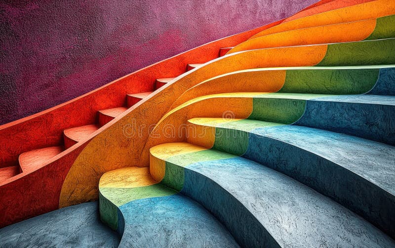 Abstract Rainbow Colored Staircase Conceptual Art Stock Photo - Image ...