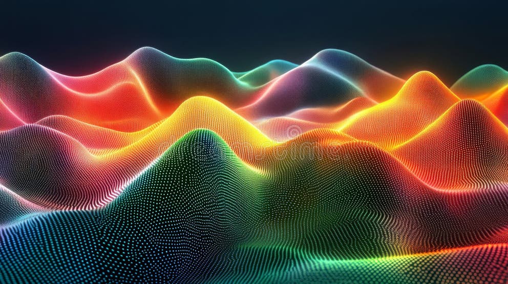 Abstract Rainbow Colored Waveform Digital Landscape Stock Illustration ...