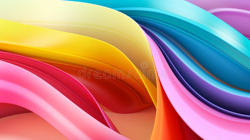 Abstract Rainbow Colored Waving Layers AI Generated Stock Illustration ...