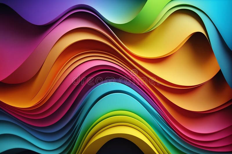 Abstract Rainbow Colorful Smooth Wave Lines Background. Generative AI ...