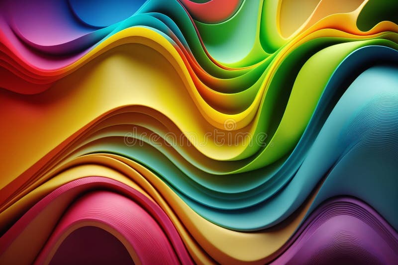 Abstract Rainbow Colorful Smooth Wave Lines Background. Generative AI ...