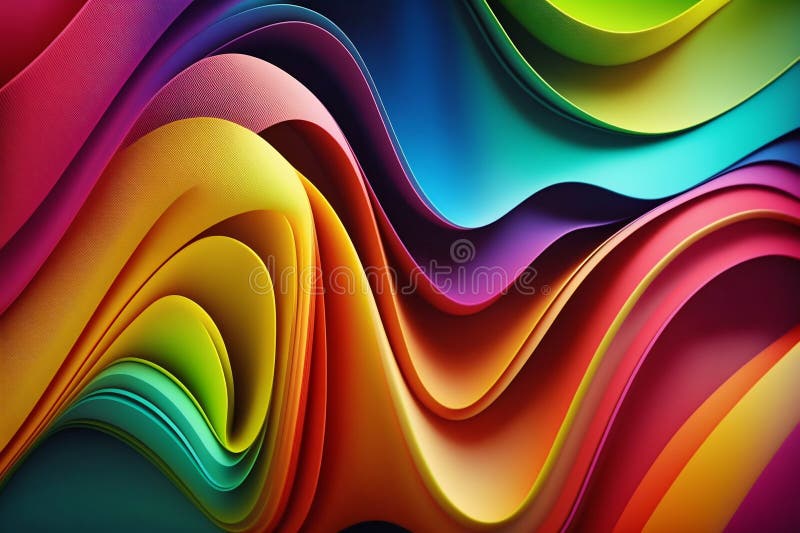 Abstract Rainbow Colorful Smooth Wave Lines Background. Generative AI ...