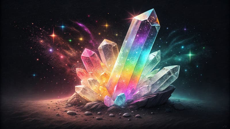 Rainbow Crystal Isolated, Titanium Color Stone, Rainbow Gem, White ...