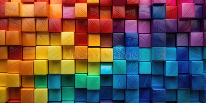 Abstract Rainbow Cubes, Multicolor Background, Iridescent Colors on ...