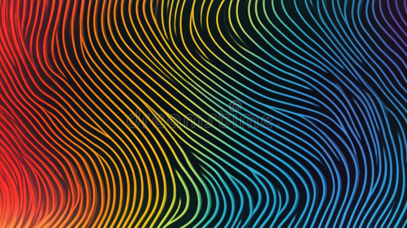 Abstract Rainbow Curving Lines Pattern Background Stock Illustration ...