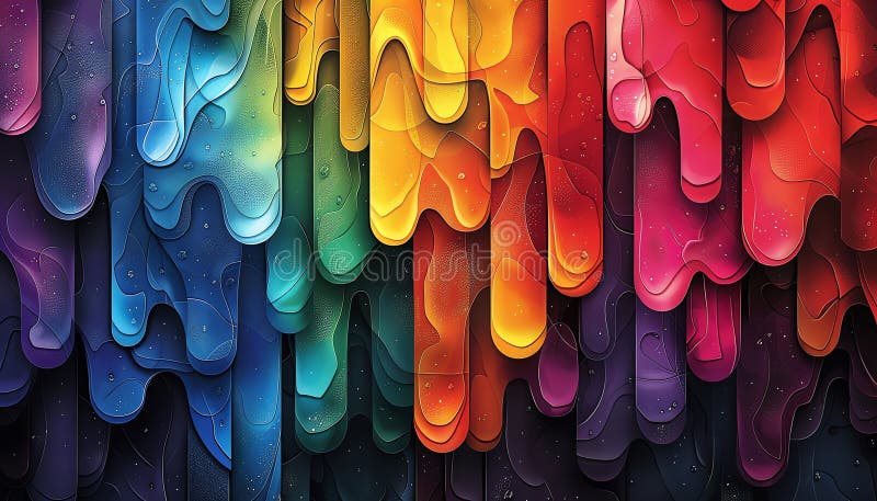 Abstract Rainbow Dripping Liquid Design with a Dark Background and ...