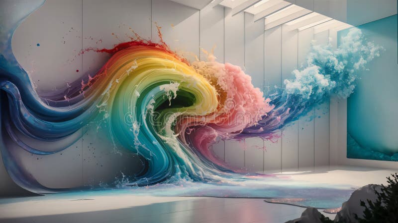 Abstract Rainbow Fluid Wave Splashing in Modern High Quality Image ...