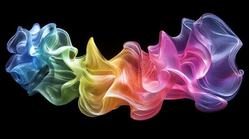 Abstract Rainbow Fluid Waves on Black Background Stock Illustration ...