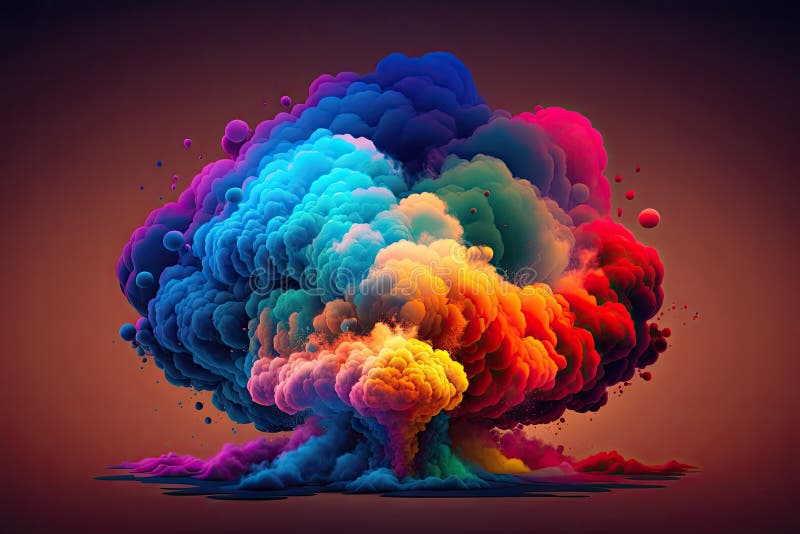 Abstract Rainbow Gas Cloud Explosion Background Digital Illustration ...