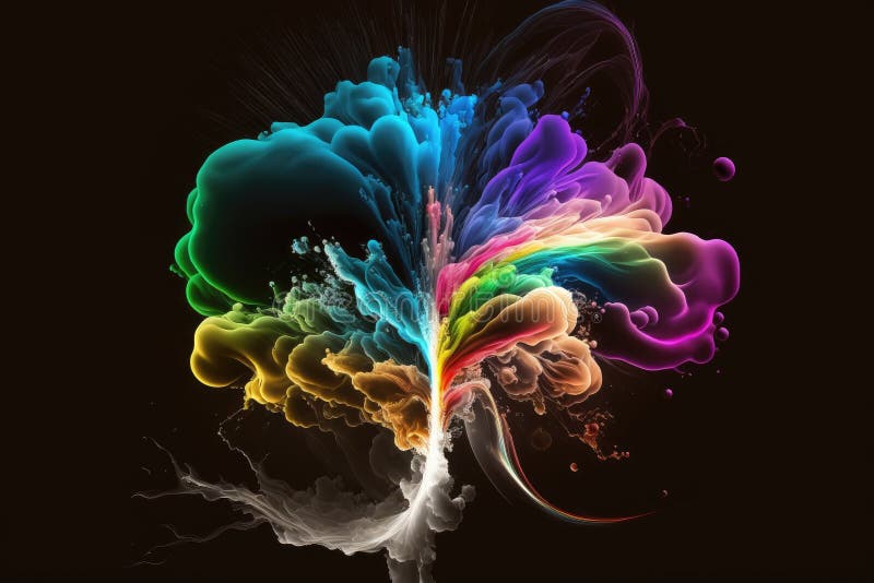 Abstract Rainbow Gas Explosion with Beautiful Patterns and Trails on ...