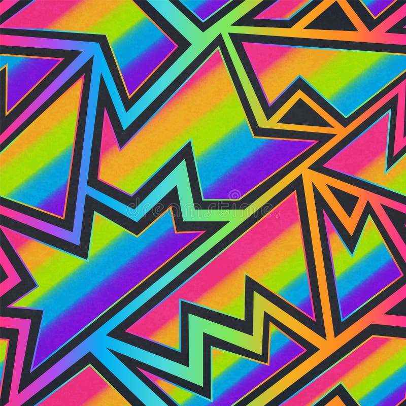 Abstract Rainbow Geometric Seamless Pattern Stock Vector - Illustration ...