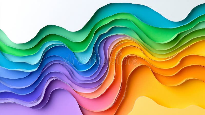 Abstract Rainbow Layered Paper Wave Design Stock Illustration ...