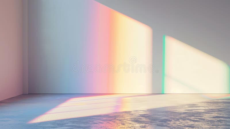 Abstract Rainbow Light in Empty Room Stock Photo - Image of decoration ...