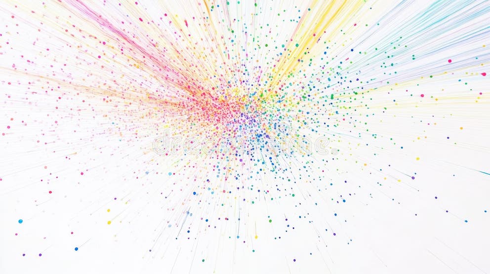 Abstract Rainbow Light Rays Radiating from a Central Point Isolate on ...