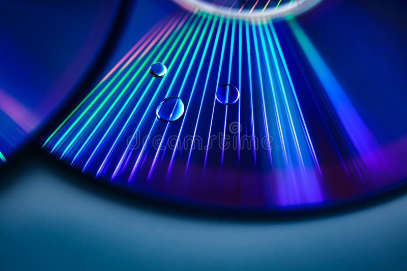 Abstract Rainbow Light Rays Reflection on Cd Surface with Water Drops ...