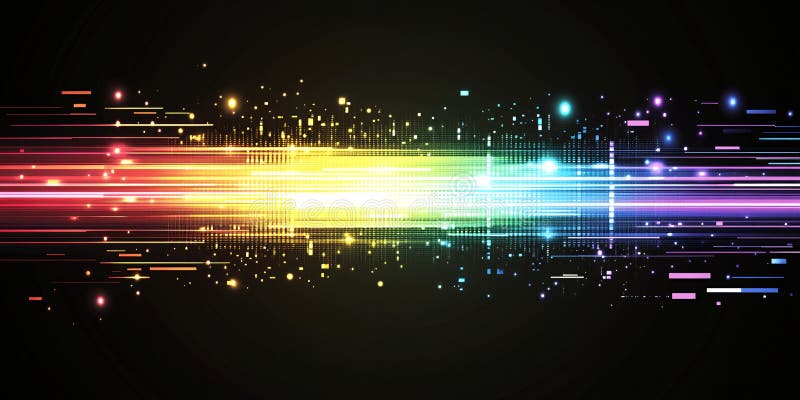 Abstract Rainbow Light Speed Data Stream Digital Technology Background ...