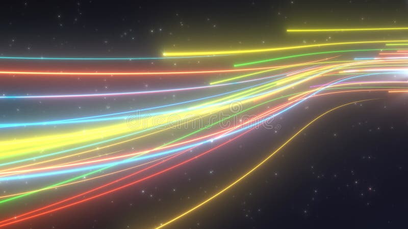 Abstract Rainbow Light Trail Curve Streams Flow and Glowing Stars - 4K ...