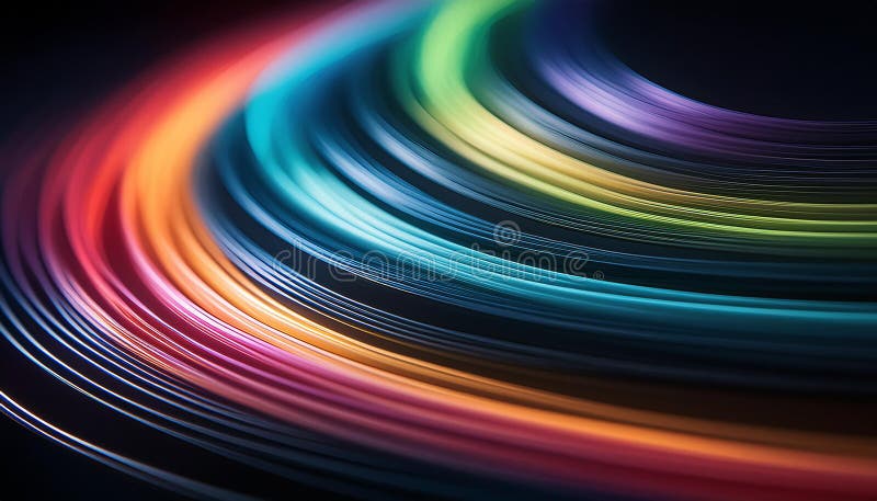 Abstract Rainbow Lines in the Dark. Effect of Lights and Motion Stock ...