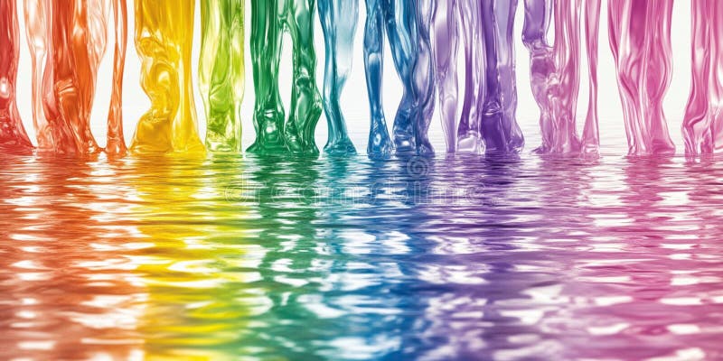Abstract Rainbow Liquid Columns Reflecting Vibrant Water Surface Modern ...