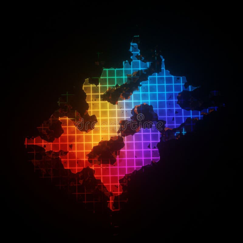 Abstract Rainbow Neon Grid Digital Art Stock Illustration ...