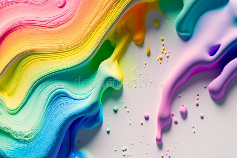 Abstract Rainbow Pain Pattern, Liquid Acrylic Flowing Texture ...