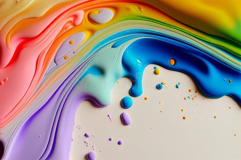 Abstract Rainbow Pain Pattern, Liquid Acrylic Flowing Texture ...