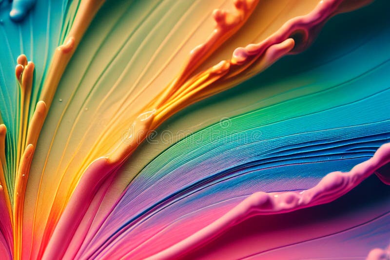 Abstract Rainbow Pain Pattern, Liquid Acrylic Flowing Texture ...