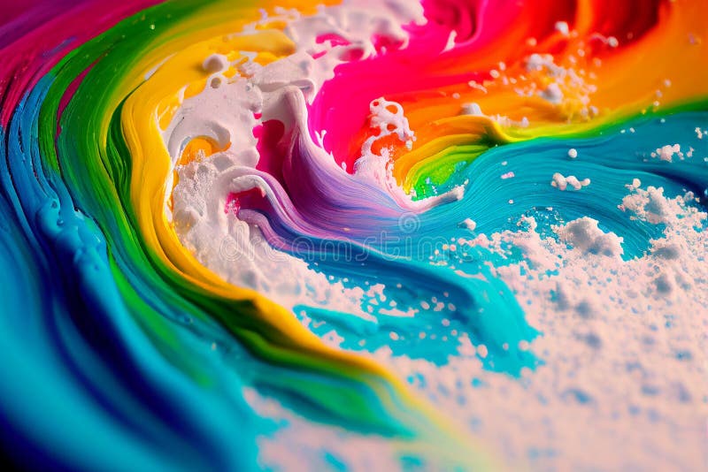 Abstract Rainbow Pain Pattern, Liquid Acrylic Flowing Texture ...