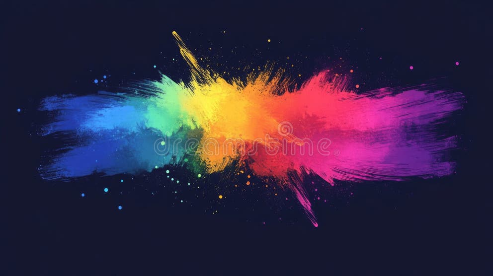 Abstract Rainbow Paint Explosion on Dark Background Stock Illustration ...