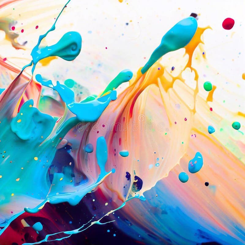 Abstract Rainbow Paint Ink Splatter Wallpaper Background Design Generative Ai Stock Illustration ...