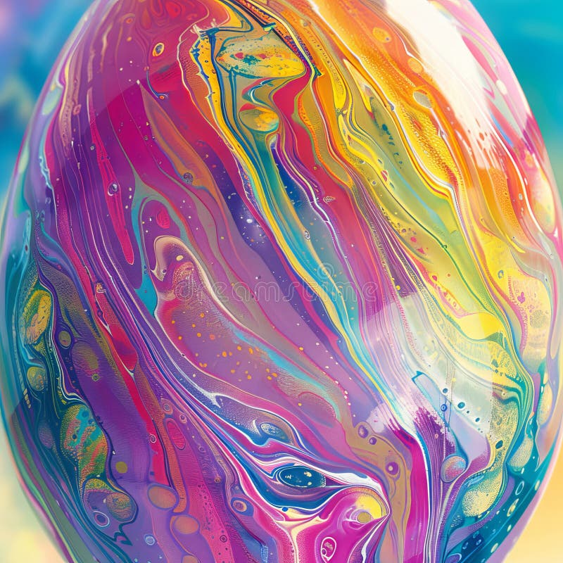 Abstract Rainbow Painted Egg Pattern, Liquid Acrylic Flowing ...