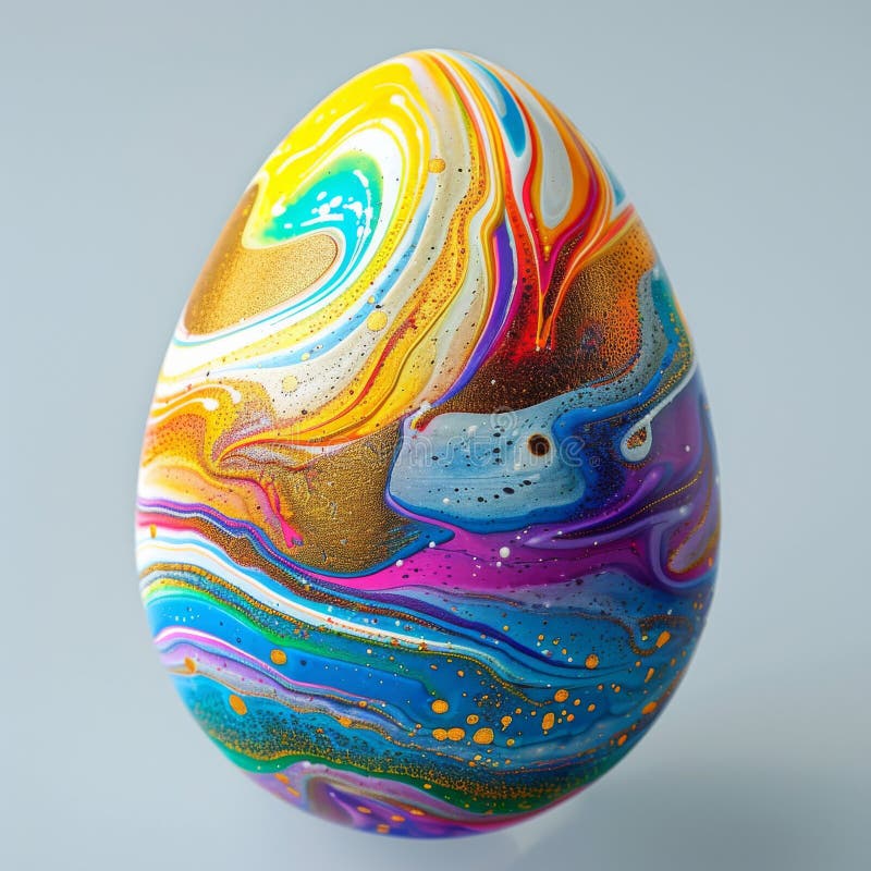 Abstract Rainbow Painted Egg Pattern, Liquid Acrylic Flowing ...
