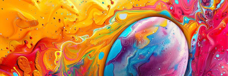 Abstract Rainbow Painted Egg Pattern, Liquid Acrylic Flowing ...