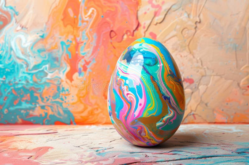 Abstract Rainbow Painted Egg Pattern, Liquid Acrylic Flowing ...