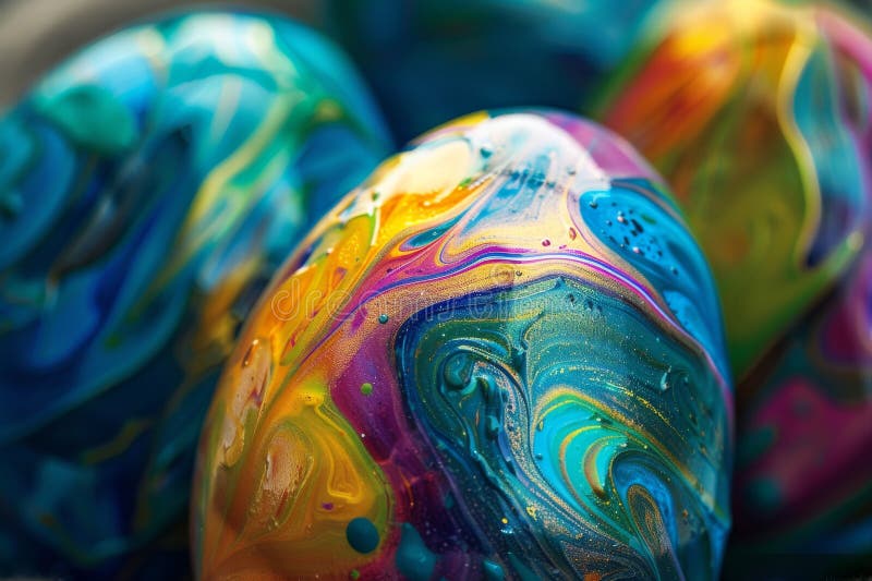 Abstract Rainbow Painted Egg Pattern, Liquid Acrylic Flowing ...